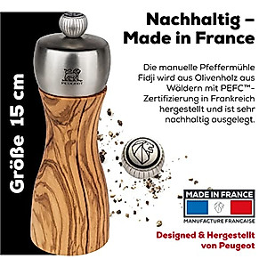 Peugeot Classic Fidji Pepper Mill, Olive Wood, 15 cm