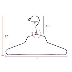 10 Quality Metal Children Hangers, Swivel Hook, Stainless Steel Heavy Duty Wire Clothes Hangers (10, Kids - 12" inch)