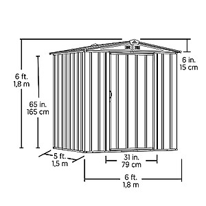 ARROW 6' x 5' EZEE Galvanized Steel Low Gable Shed Cream with Charcoal, Storage Shed with Peak Style Roof