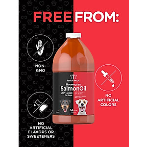 Horbaach Salmon Oil for Dogs 64 fl oz | with Pump | Supports Healthy Skin and Coat | with Omega 3, EPA & DHA | Bulk Size Pet Supplement | Non-GMO, Gluten Free