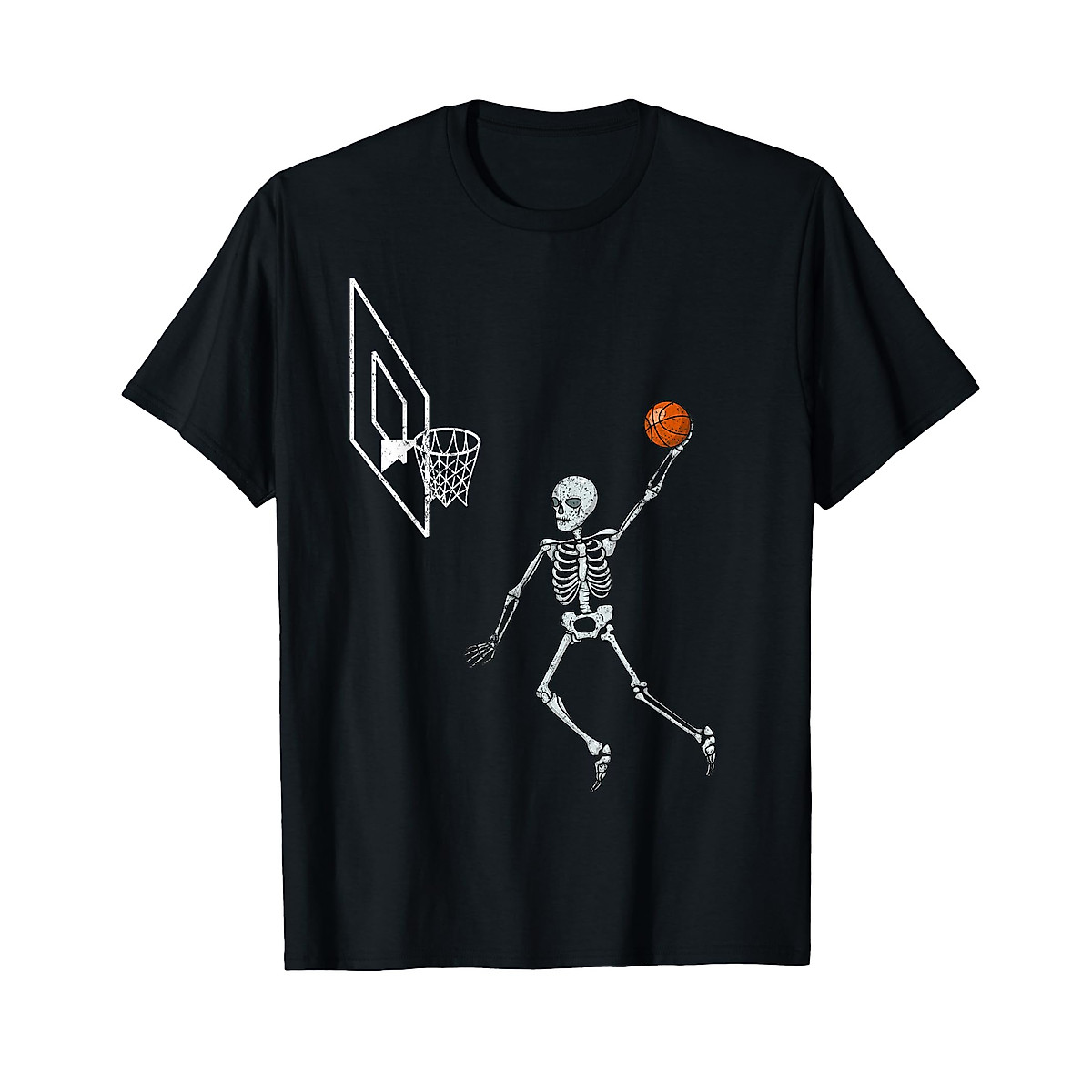 Vintage Skeleton Basketball Player Dunking Hoop Halloween T-Shirt