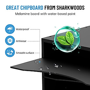 SHARKWOODS 3-Tier Paper Organizer for Desk, Wood Desktop Organizer with Adjustable Letter Tray, Mail Sorter for Office School & Home, Black