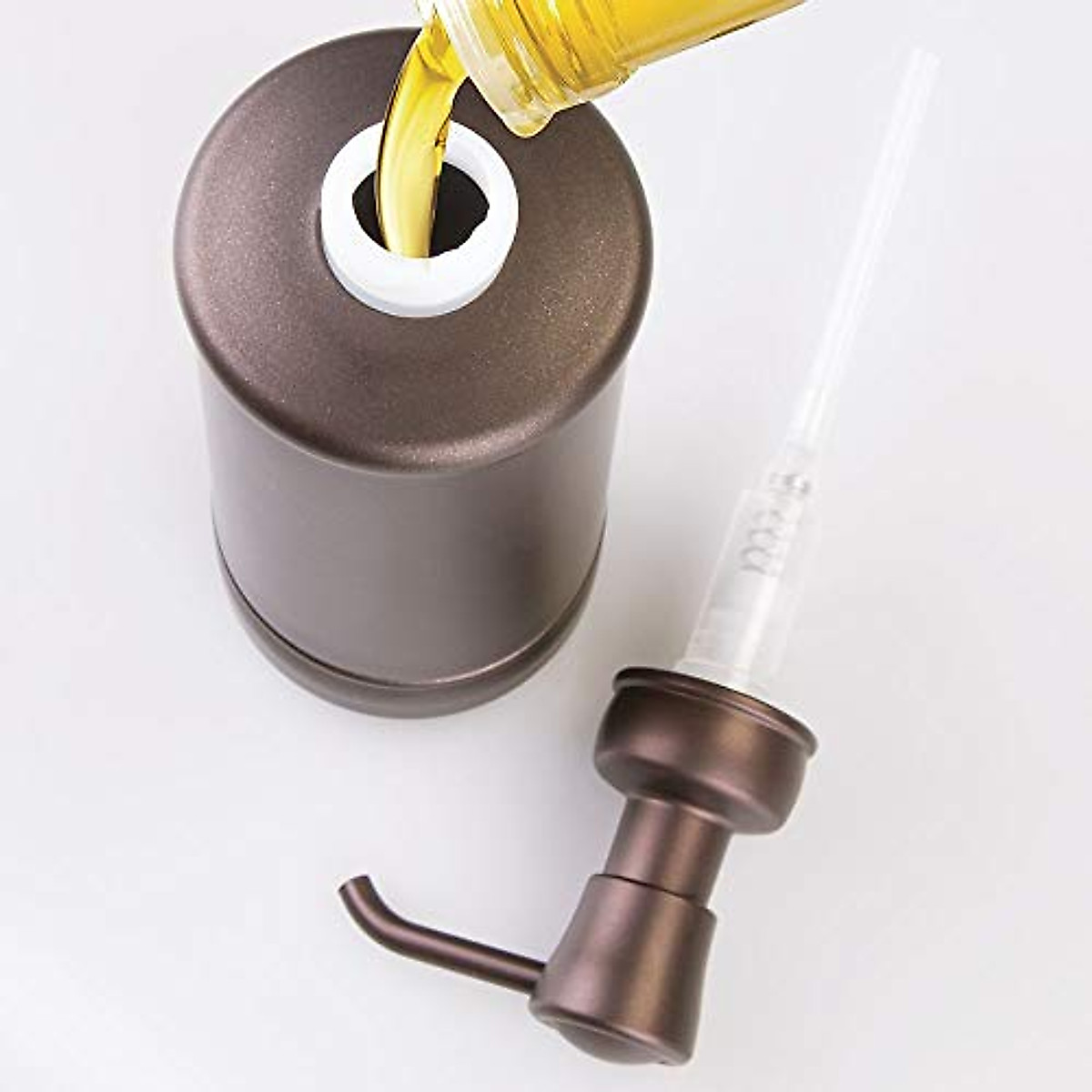 iDesign York BPA-Free Plastic Refillable Soap Dispenser - 2.5" x 2.5" x 8", Bronze