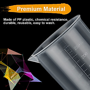 30PCS Plastic Beakers, 250ml Graduations, Premium Polypropylene, Plastic Graduated Measuring Cups for Home School Lab Science Experiment School Teaching Supplies,Tapered Spout