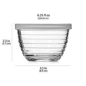 Libbey Small Glass Bowls with Lids, 6.25-ounce, Clear - Frustration Free Packaging, Set of 8