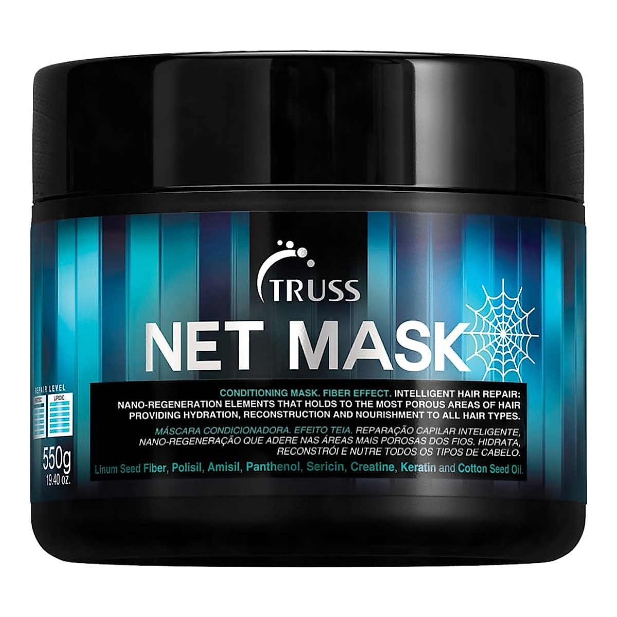 TRUSS Net Deep Conditioning Hair Mask for Curly Hair - Detangle & Hydrate Curls While Soothing Damage - Anti-Frizz & Humidity Blocking Repair Treatment (19.40 oz)