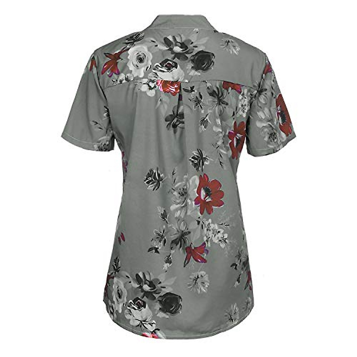Andongnywell Women's Fashion Floral Printed Top Summer V Neck Short Sleeve Flowy Shirts Blouse Tunics (Black,7,4X-Large)