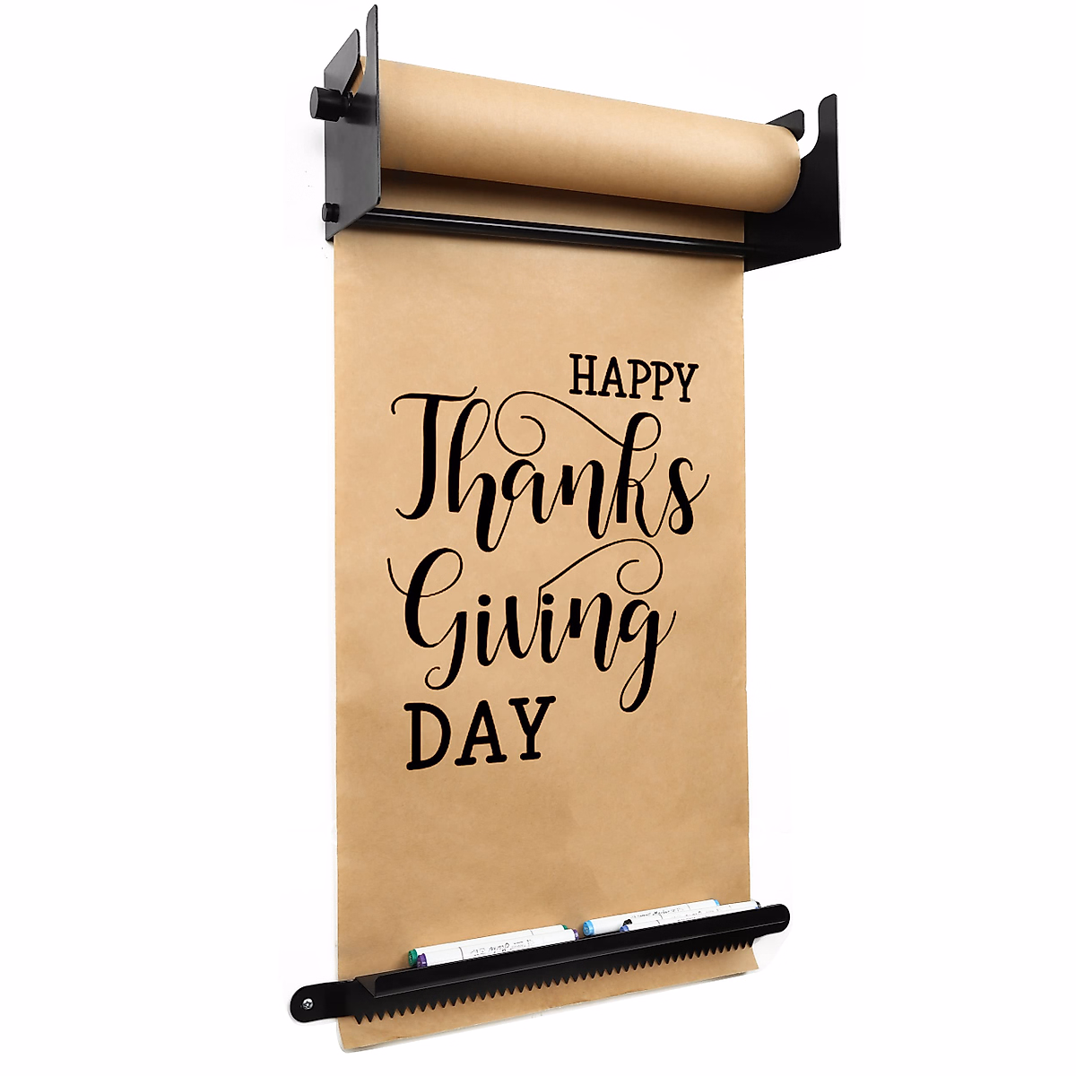 Fitous 18" Kraft Paper Dispenser Wall Mount，Butcher Paper Dispenser，Paper Roll Cutter to Do Lists,Ideal for Home,Office Wall Paper Holder with Serrated Edge Cut Bar-Black