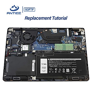 ANTIEE 51Wh 93FTF Laptop Battery Replacement for Dell Latitude 5280 5480 5580 5590 5490 5288 5290 5488 E5280 E5480 E5580 E5490 E5590 E5290 Precision 15 3520 3530 Series D4CMT 4YFVG 83XPC 083XPC