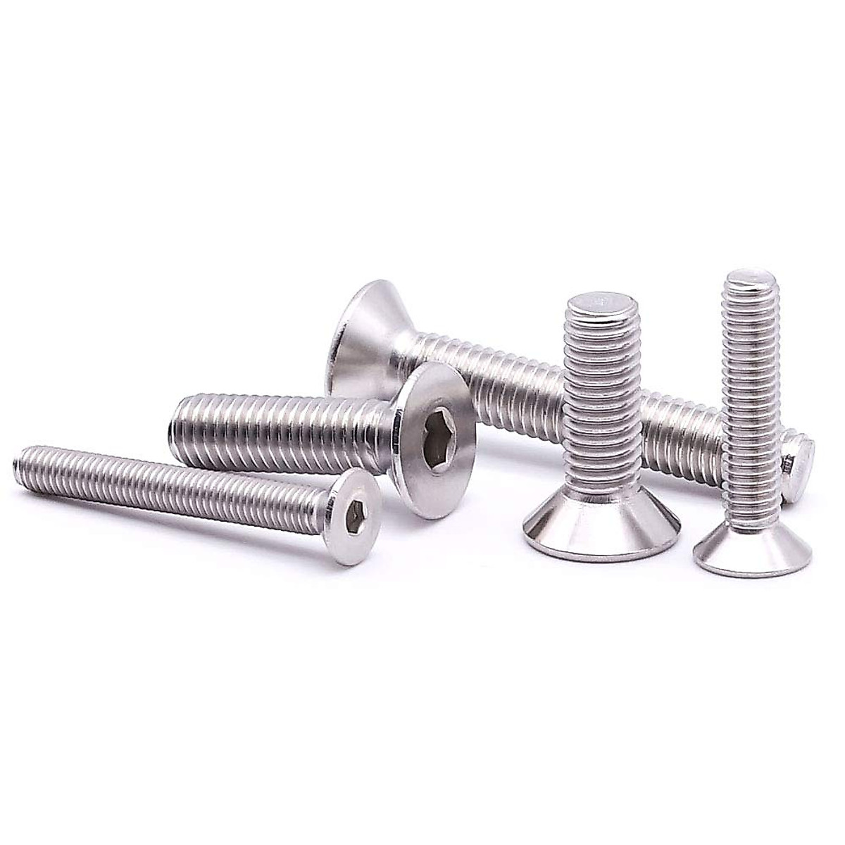 M5-0.8 x 12mm Flat Head Socket Cap Screws, Countersunk Head, DIN7991, Stainless Steel 304 (18-8), Allen Hex Drive, 50 PCS