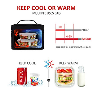 Aosbos Lunch Box Bag for Men Women Insulated Cooler Bags Thermal Bags LunchBag for Food Containers Meal Prep Organizer Adult Lunch Bags for Bento Box Work Office Picnic 7.5L Black