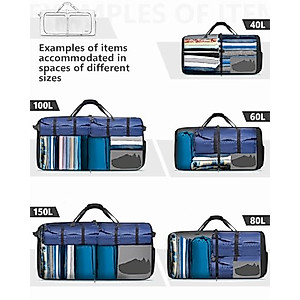 Gonex 80L Packable Travel Duffle Bag Foldable Duffel Bags for Luggage Gym Sports Camping Travelling Cycling Storage Shopping Water & Tear Resistant Black