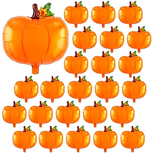 24 Pcs Pumpkin Balloons Fall Balloons Thanksgiving Foil Pumpkin Balloon Large Mylar Balloons for Fall Autumn Thanksgiving Harvest Themed Birthday Baby Shower Party Decorations Supplies