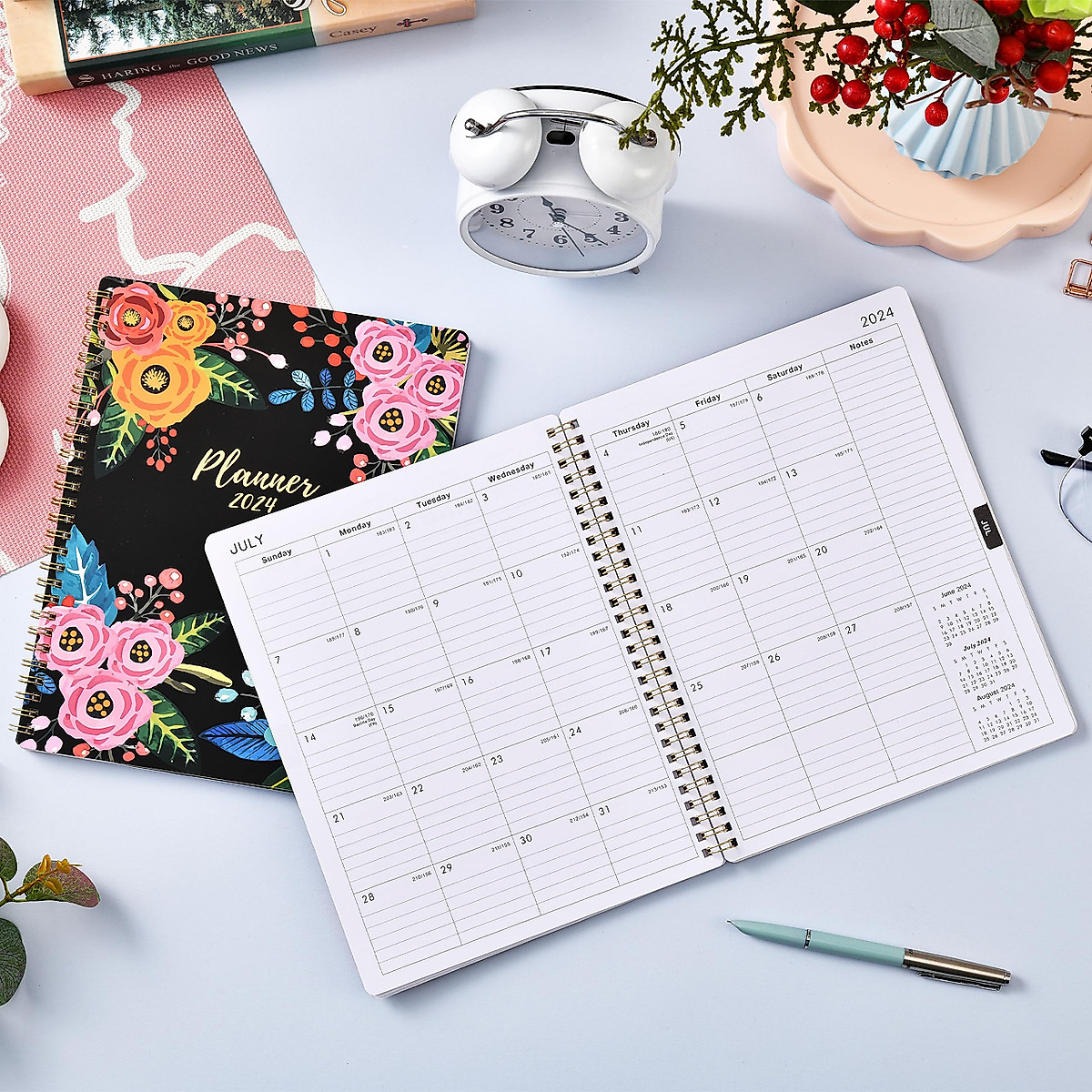 2024 Planner - Planner 2024 Weekly and Monthly, Jan. 2024 - Dec. 2024, 2024 Planner 8" x 10", 2024 Calendar Monthly Planner with Premium Thick Paper, Twin-Wire Binding, 12 Printed Tabs, Large Blocks,