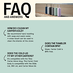 Fellow 16 oz Carter Cold Travel Mug for Water, Iced Tea, Coffee, Smoothies, Iced Coffee & more - Stainless Steel Vacuum-Insulated Iced Coffee tumbler with Spill Resistant lid and straw - Peri Twinkle