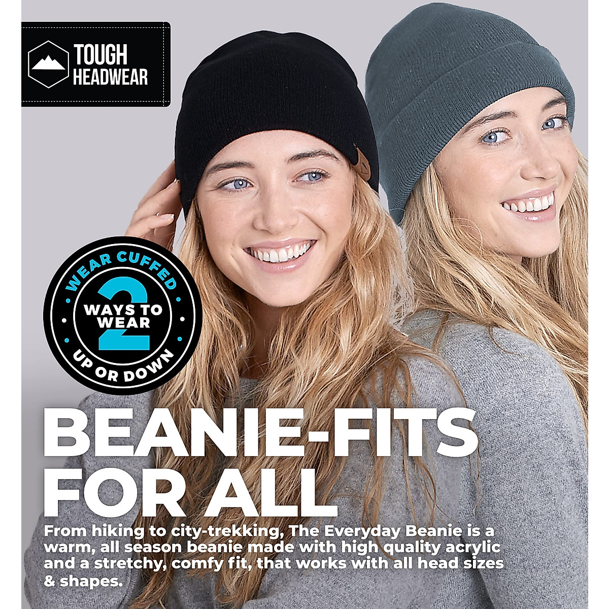 Tough Headwear Daily Knit Beanie - Beanies Hats for Men - Winter Hats for Men & Women - Warm Knitted Hats for Cold Weather & Stocking Cap