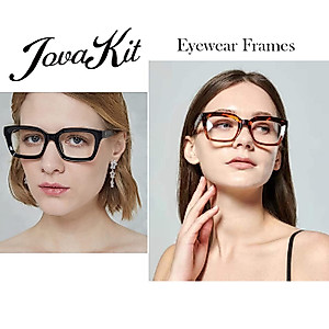 JOVAKIT Non Prescription Glasses for Women Men Fashion Square Frame Eyeglasses (Black)