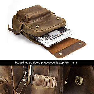 BRASS TACKS Leathercraft Leather Rucksack Backpack Casual Travel Satchel Bag Daypack For Men Women 15.6 inch Laptop Bookbag