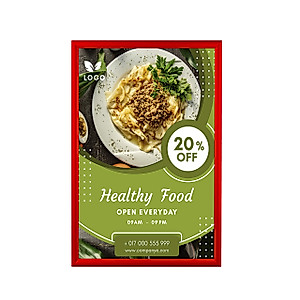 BNV Aluminum Front Load Snap Poster/Picture Frame, Red, 22x28 Inches, 1'' Profile, Wall Mounting, Portrait and Landscape Mode, Easy Installation, Anti-Glare, PVC Cover, Lightweight