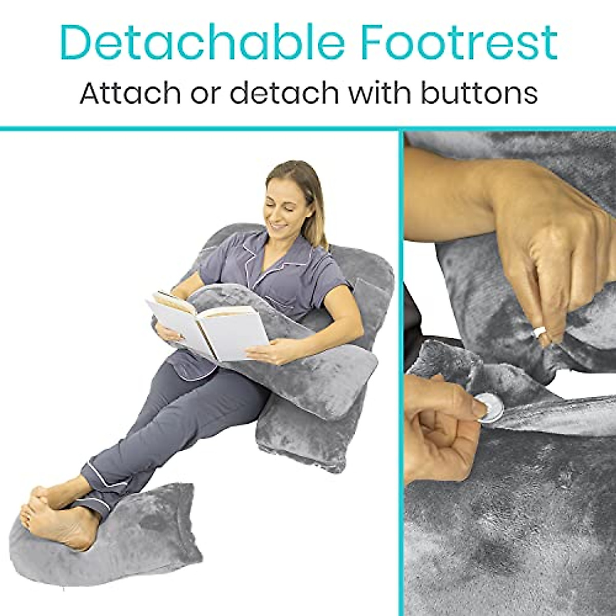 Xtra-Comfort 3 Piece U-Shaped Body Pillow - Pregnancy and Maternity Full Body Pillow Sleep Support - Removable and Washable Cover, Memory Foam Comfort, Soft, Cozy - Nursing Cushion for Pregnant Women