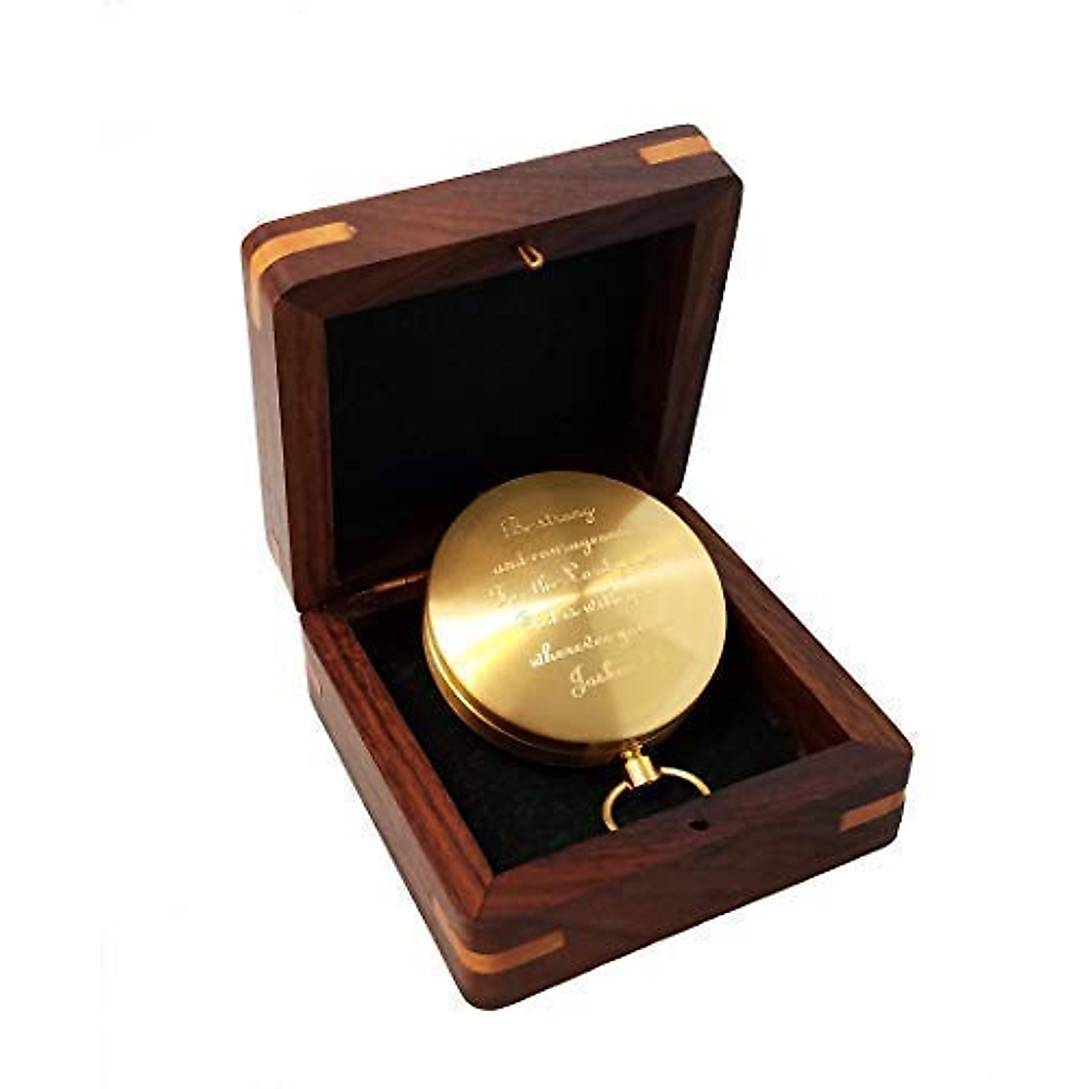 Stanley London Personalized Pocket Compass Engraved Joshua 1:9 (Be Strong and Courageous) - Great for Baptism, Confirmation, First Communion, Graduation (Compass & Box, Personalized)