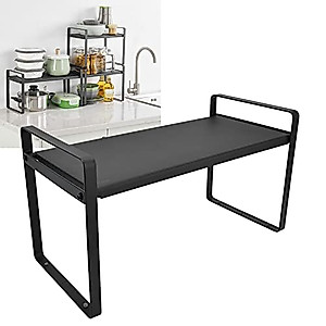 Kitchen Shelf, Large loadbearing Cabinet Shelf Stand Multifunction for Office Kitchen Bathroom 21 * 51cm Long Black Carbon Steel