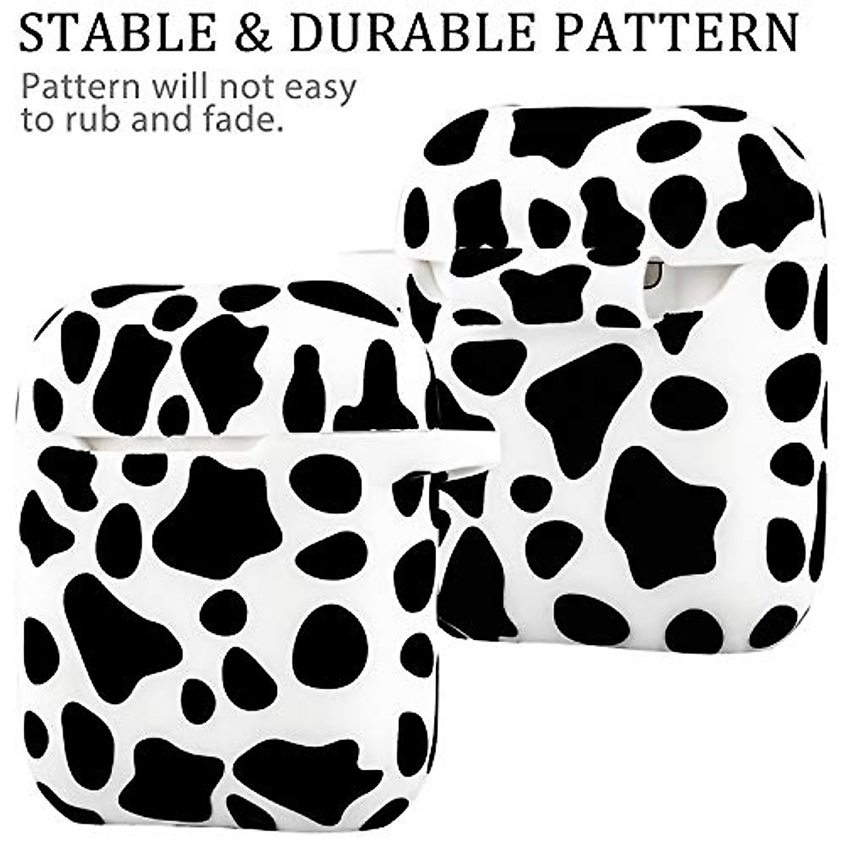 Airpod Case Soft Silicone Flexible Skin Cow Print, YOMPLOW Air pods Case Cover Earpod Case iPod Case for Apple AirPods 2&1 Cute for Girls Women with Keychain (Cow)