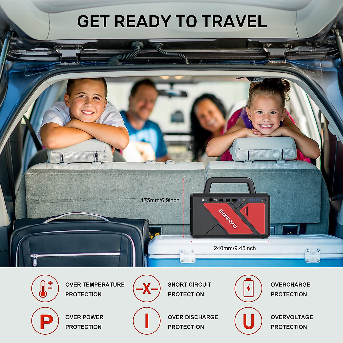 Portable Power Station, Outdoor Generator 67560mAh 250Wh Solar Generator, Power Bank Backup Lithium Battery, BIZEWO Rechargeable Battery with AC/DC/USB Ports for Outdoor Adventure Road Trip Emergency