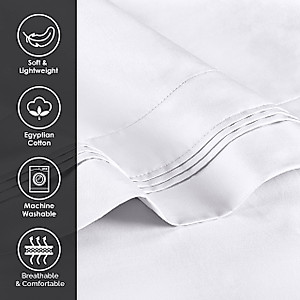 SUPERIOR 1000 Thread Count Egyptian Cotton Pillowcase Set, Pillow Covers for All Pillows and Sleepers, Soft Pillowcases for Bed Fashion, Basics, Large Cases, 2-Piece Set- Standard, White