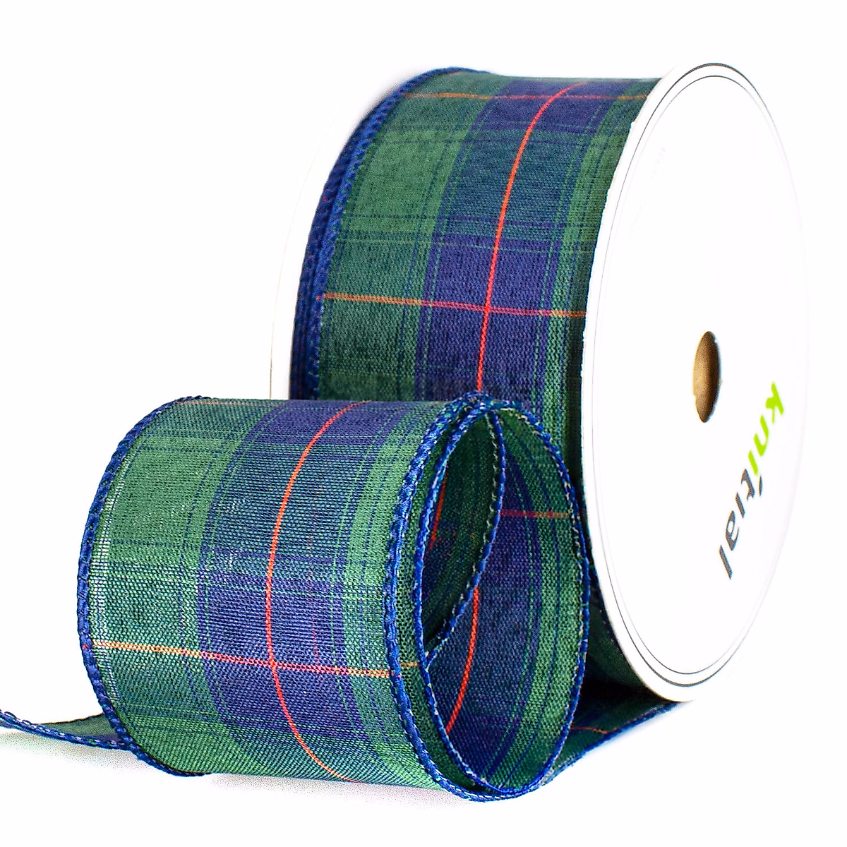Knitial Tartan Plaid Ribbon 2-1/2" x 25 Yards Black Watch Ribbon with Wired Edges for Gift Wrapping, Crafts, and Decorations