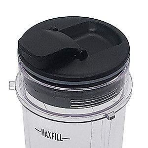 Joystar Two Pack 16-Ounce (16 oz.) Cup with Spout Seal Lid Fit for Nutri Ninja blender eries with BL660/BL663/BL663CO/BL665Q/BL771/BL773CO/BL780/BL780CO/BL810/BL820/BL830/QB3000/QB3000SSW