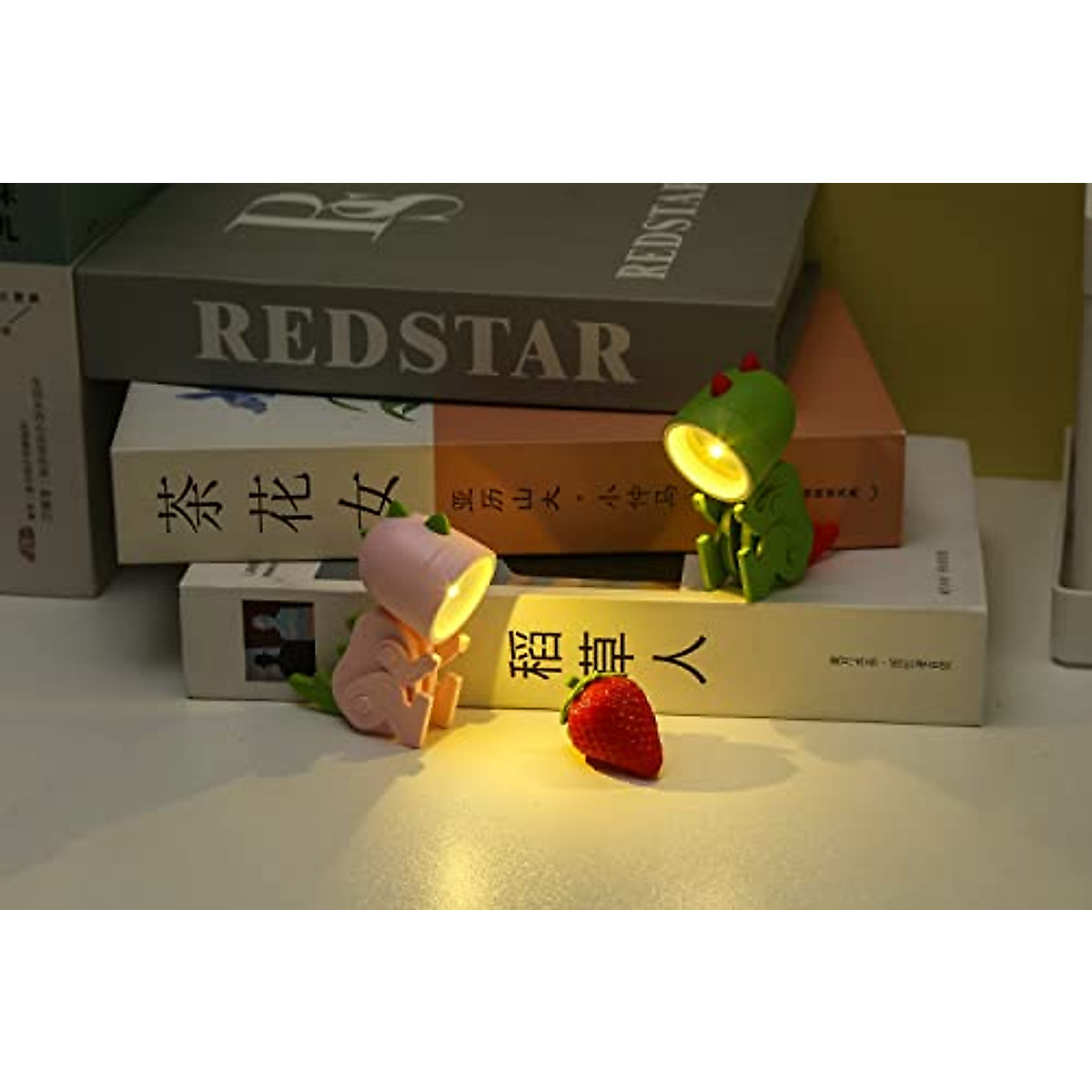 WNWNYA 3 PCS Mini LED Desk Lamp Cute Small Phone Holder, Animal Shaped Night Light Adjustable Phone Holder, Portable Reading Desk Night Light for Children Students (E-3 Colors (Dinosaur))