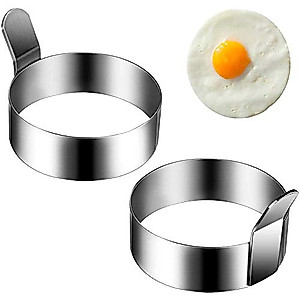 Winkeyes 4pcs 3.5 Inch Stainless Steel Round Pancake Rings Egg Rings, Non Stick Fried Egg Mold, Pancakes Maker Molds, Breakfast Egg Sandwich Cooker Maker (3.5inch)
