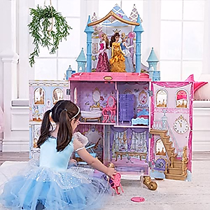 KidKraft Disney Princess Dance & Dream Wooden Dollhouse, Over 4-Feet Tall, Includes Sounds, Spinning Dance Floor and 20 Play Pieces, Gift for Ages 3