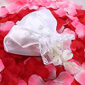 2Pcs Satin Bridal Wedding Money Bag White Bridal Bridesmaid Satin Flower Decorated Bag Handbag with Pearl for Dance Bridal Purse Wedding Supplies