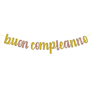 Buon Compleanno Banner - Italian Happy Birthday Sign, Italian Themed Birthday Party Decoration Supplies
