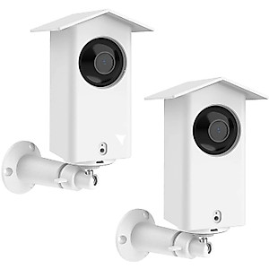 HOLACA Real Water Resistant Protective Case + Metal Wall Mount Bracket for Wyze cam pan v2,Suitable for Indoor and Outdoor Use,Mounting Kit (White 2Pack)