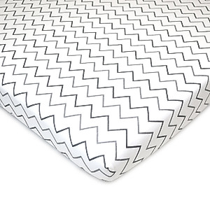 American Baby Company 2 Pack Fitted Pack N Play Playard Sheet 27" x 39", Soft Breathable Neutral 100% Cotton Jersey Pack and Play Sheet, Grey Stars/Zigzag, for Boys and Girls, Fits Most Mini Crib