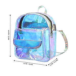 Abaodam holographic backpack clear for women iridescent bookbag transparent book bags book bags- Backpack Fashion Transparent Makeup Bag School Bag Handbag