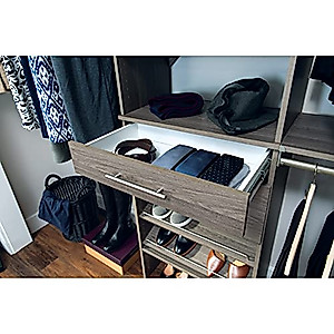 ClosetMaid SuiteSymphony Wood Drawer, Add On Accessory, Modern Style, for Storage, Closet Clothes, x 5” Size for 25 in. Units, Graphite Grey/Satin Nickel