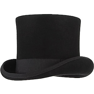 GEMVIE Men's Wool Felt Stage Magic Adults Costume Tall Top Hat 6.7" High Black XL 60-62cm