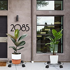 Maxurry 2 Pack Plant Caddy With Wheels Heavy Duty 12.6 inches Metal Round Plant Dolly Rolling Plant Stand Holder for Outdoor Indoor Patio Garden Planter Potted Stand