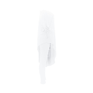 NSHYPOI Lady's Autumn One Off Shoulder 3/4 Sleeve Two Piece Set Loose Fit Tunic Tops Tight Long Pants Set Clubwear White L