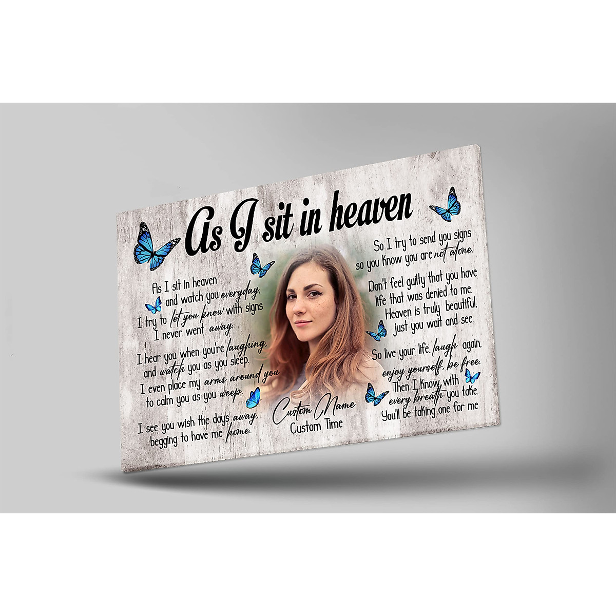 Personalized Memorial Gifts for Loss of Loved one, Meaningful Sympathy Gift for Loss of Sister Daughter Mom Dad - As I Sit In Heaven Canvas - VTQ43 (10x8 inch)