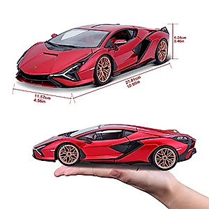 Bburago Lamborghini Sian FKP 37 Red with Copper Wheels 118 Diecast Model Car 11046 TY-18-11046R