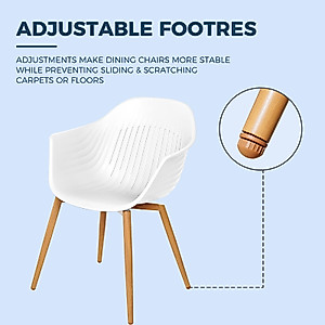 Grand patio Outdoor Dining Chairs Set of 4 Indoor Outdoor Modern Recycled Plastic Dining Chair, Rust Free Frame, Woodgrain Legs, Whale Modeling Design for Kitchen, Dining (Light Gray)