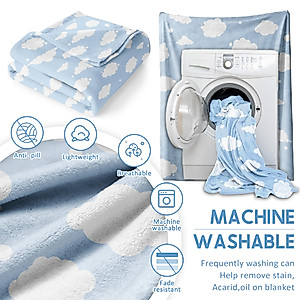 Cloud Blanket, Cloud Print Throw Blanket, Blue and White Gift for Girl and Boy, Lightweight Soft Cute Cloud Fleece Blanket for Sofa Chairs Bed 40" x 30" for Pet