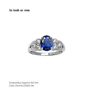 Silvershake 1.9 ct 9X7mm Lab Created Blue Sapphire 925 Sterling Silver Engagement Aniversary Ring September Birthstone Gemstone Size 11.5