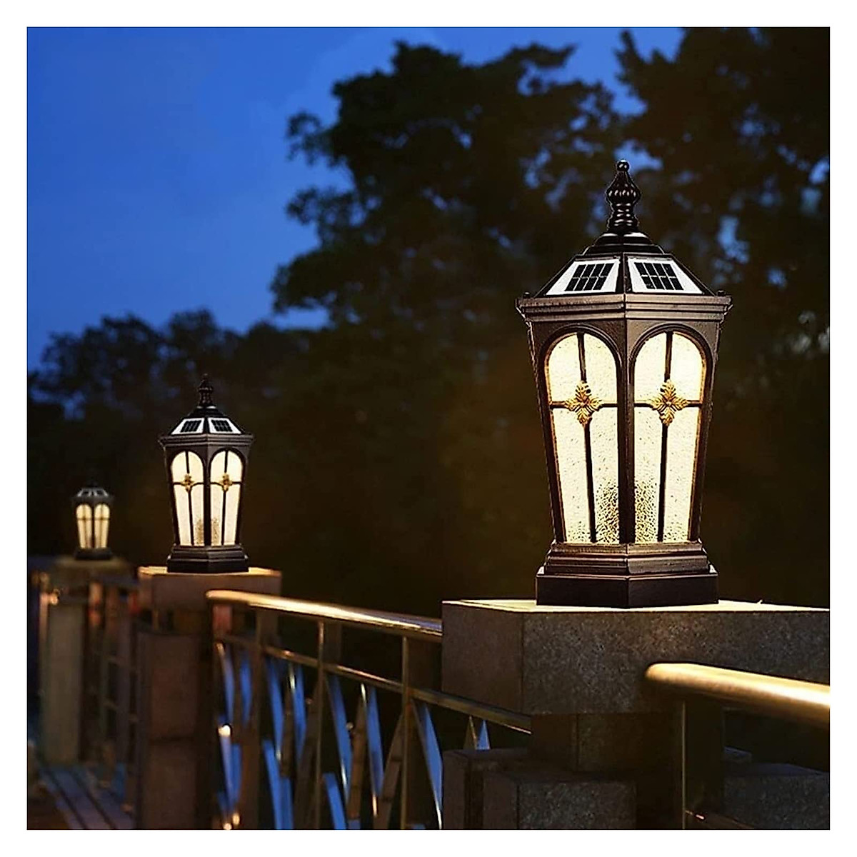 ONDIAN CHUNCIN - Outdoor LED Solar Bollard Column Lamp Deck Post Lamps Fence Column Pedestal Light Gate Bollard Pillar Light for Garden Villa Porch Decor Courtyard Living Stairs Corridor Aisle