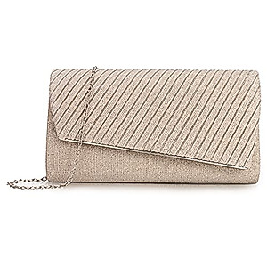 NC ZHANNI Shiny Clutch Purses for Women Evening Bags and Cluthes Flap Envelope Handbags Formal Wedding Party Prom Purse (Beige)